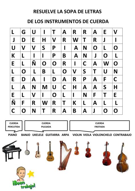 Sopa De Letras Instrumentos De Cuerda Worksheet Artofit