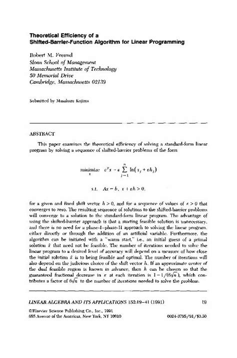 pdf theoretical efficiency of a shifted barrier function