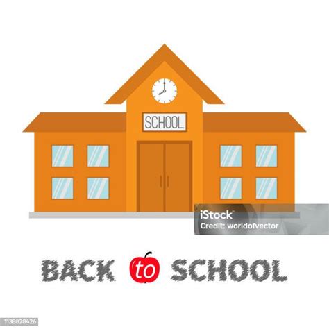 回學校去學校大樓有鐘錶和窗戶城市建設卡通教育剪貼畫收藏扁平設計白色背景孤立向量圖形及更多九月圖片 九月 人的背部 卡通 Istock