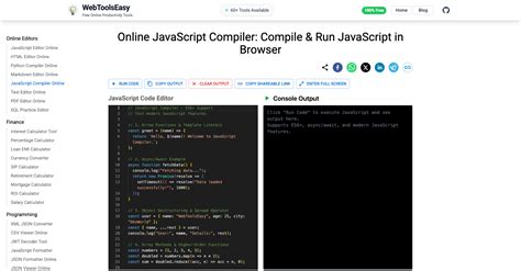 Javascript Compiler Online Run Js Code In Browser