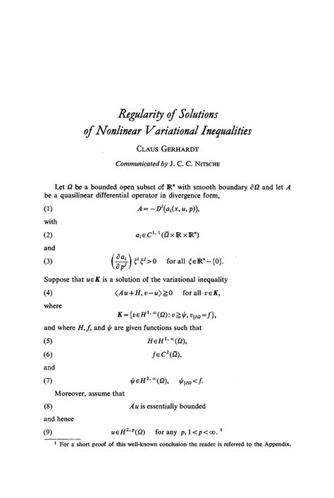 Pdf Regularity Of Solutions Of Nonlinear Variational Inequalities