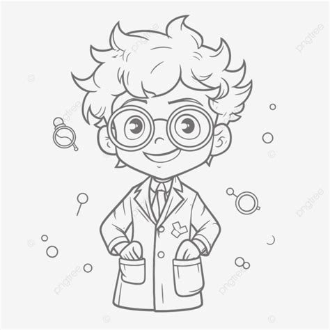 戴眼鏡和實驗室外套的科學家著色頁輪廓草圖 向量 科學家實驗室繪圖 科學家實驗室大綱 科學家實驗室素描向量圖案素材免費下載，png，eps