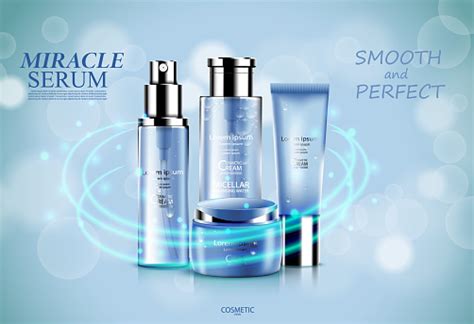 럭셔리 화장품 병 패키지 피부 케어 크림 뷰티 화장품 제품 포스터 Bokeh 및 물 배경 3차원 형태에 대한 스톡 벡터 아트 및 기타 이미지 Istock