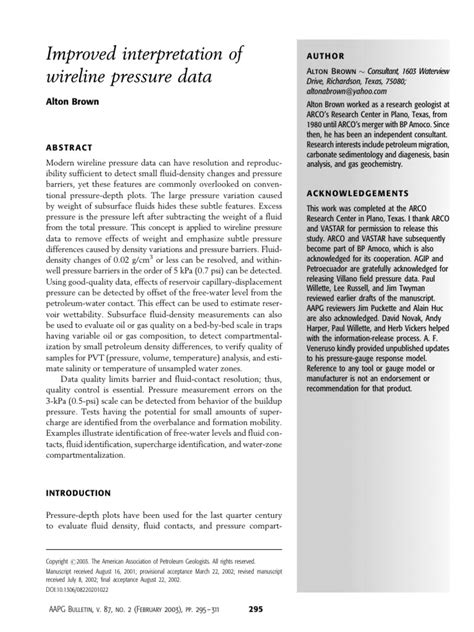Improved Interpretation Of Wireline Pressure Data Pdf Pressure