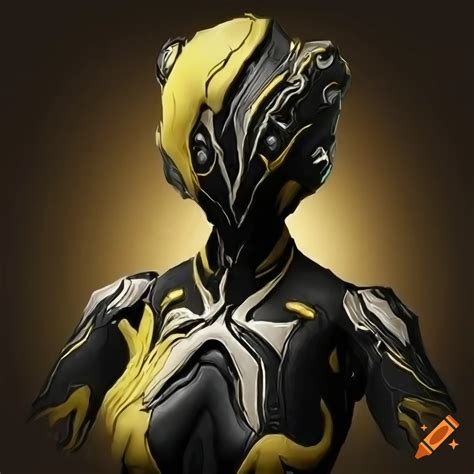 Warframe Girl In Black Armor With Yellow Hair And Mask