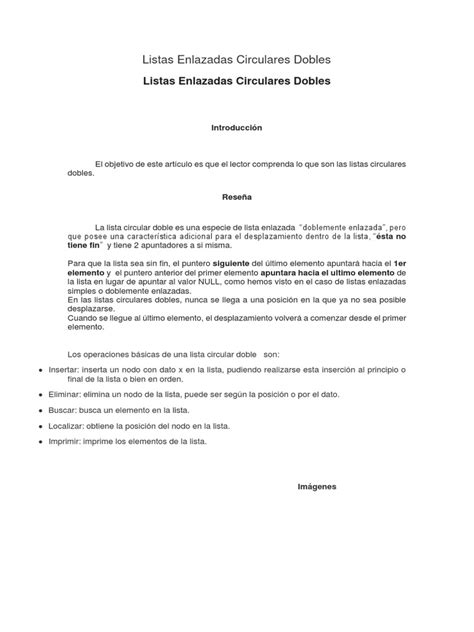 Listas Enlazadas Circulares Dobles Pdf Gestión De Tecnología De La