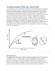 Compression Test On Cast Iron Docx Compression Test On Cast Iron A Compression Test Is A