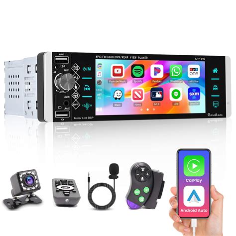 Roinvou Single Din Car Stereo With Carplay Android Auto 5 1 Inch IPS