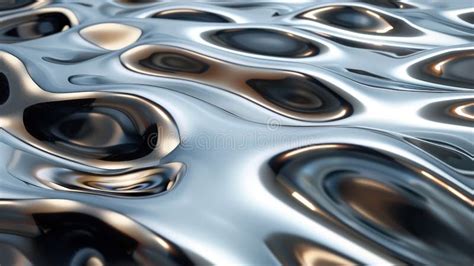 Shiny Chrome Texture Reflecting Fluid Metal Patterns Stock Illustration