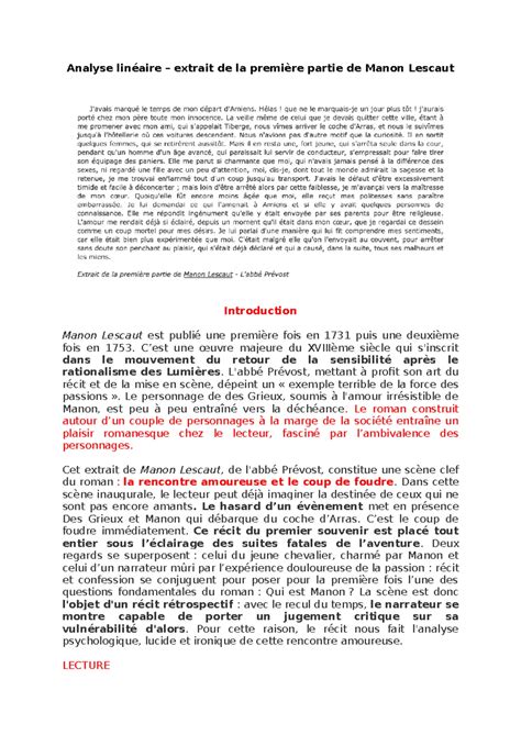 Analyse Linéaire De La Rencontre Entre Dg Et Ml Dans Manon Lescaut