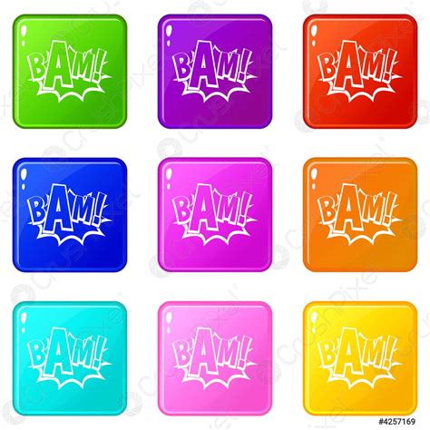 Bam Comic Book Bubble Icons 9 Set Stock Vector 4257169 Crushpixel