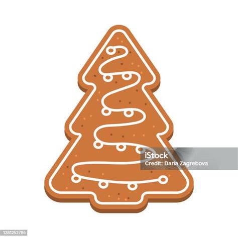 하얀 유약의 화환과 크리스마스 트리의 모양진저 브레드 크리스마스와 새해 식용 장식 쿠키 벡터 플랫 일러스트레이션 12월에 대한 스톡 벡터 아트 및 기타 이미지 Istock