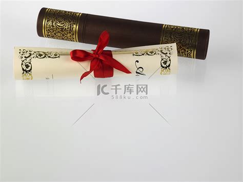 红色滚动容器和证书高清摄影大图 千库网