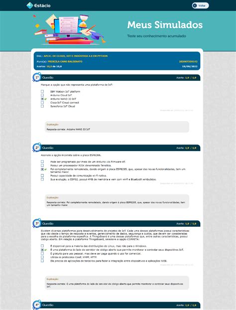 Simulado Aplic De Cloud Iot E IndÚstria 4 0 Em Python Análise E Desenvolvimento De Sistemas