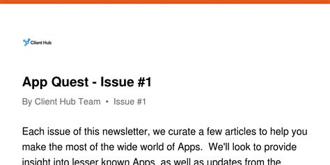 App Quest Issue 1