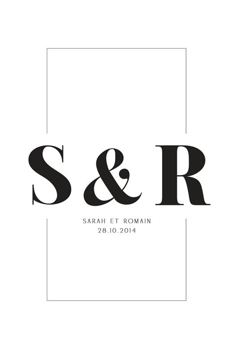 Affiche personnalisée Couple Duo initiales prénoms