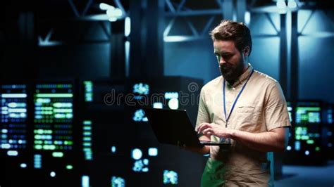 Electrician Doing Server System Probing Stock Video Video Of Routine Administrator 285071985