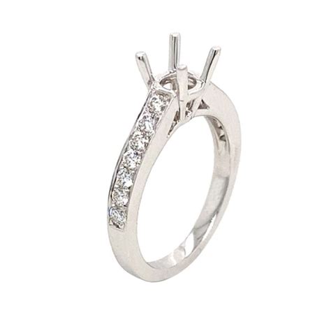 18k White Gold Semi Mount Ring Pink Diamond
