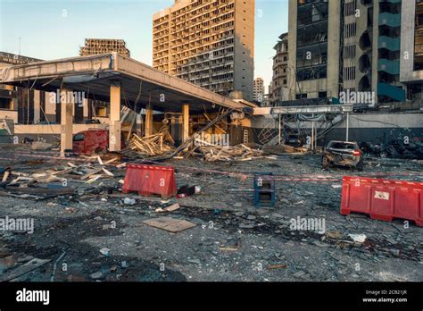 Beirut Lebanon August 05 2020 View Of Gas Station Destruction As