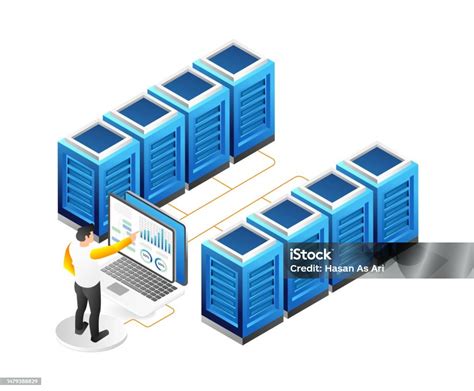 Konsep Ruang Server Pusat Data Isometrik Pusat Data Ruang Server