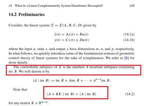 Linear Algebra Question Regarding Two Properties Of Controllable