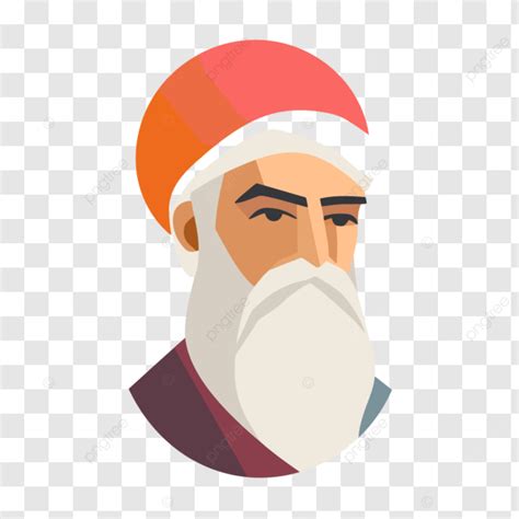 만화 만화 남자 벡터 초상화 흰 수염을 가진 이슬람 남자 만화 그림 그림 흰색 바탕에 페르시아의 단순한 다채로운 아이콘 그림자 없음 작은 프레임 중앙 Png 일러스트