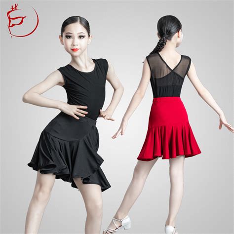 2020拉丁舞练功服夏季舞蹈裙儿童演出服女孩分体套裙比赛规定服装 虎窝淘