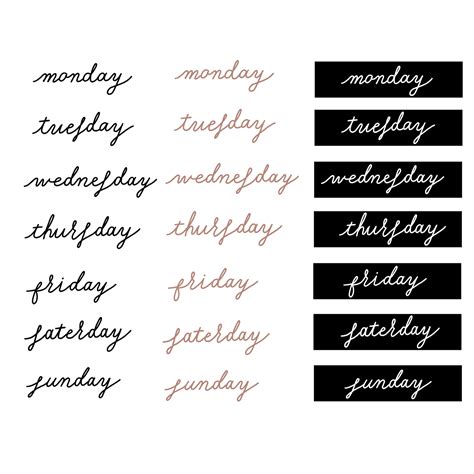 굿노트 Goodnotes Sticker 영문 필기 요일 스티커 공유 Png