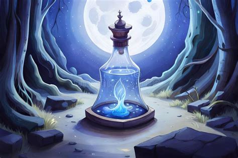 Digital Illustration Of A Bottle Of Magic Potion In A Dark Fantasy