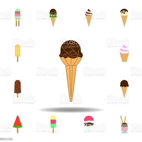 아이스크림 초콜릿 컬러 아이콘입니다 아이스크림 일러스트 아이콘의 요소입니다 기호 및 기호는 웹 로고 모바일 앱 Ui 흰색 배경의 Ux에 사용할 수 있습니다 갈색에 대한 스톡