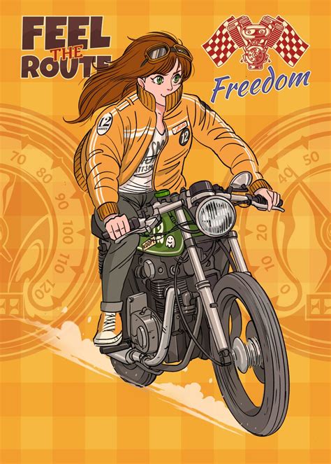 Anime Girl Biker Poster Picture Metal Print Paint By Nizam Khan