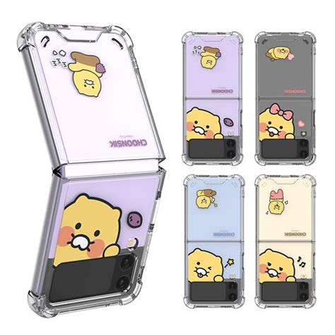 춘식이 빼꼼 갤럭시 Z플립4 Z플립3 투명방탄 강화케이스 에이블리