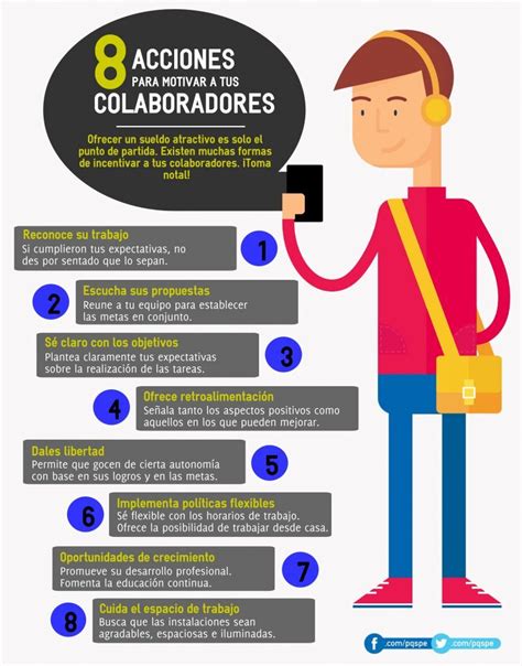 Infografía ocho acciones para motivar a tus colaboradores PQS