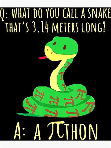 Python Pithon Pi Symbol Funny Math Teacher Pi Day Shirt Poster For