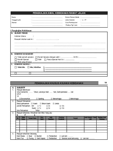 Formulir Pengkajian Awal Kebidanan Pasien Rawat Jalan Pdf