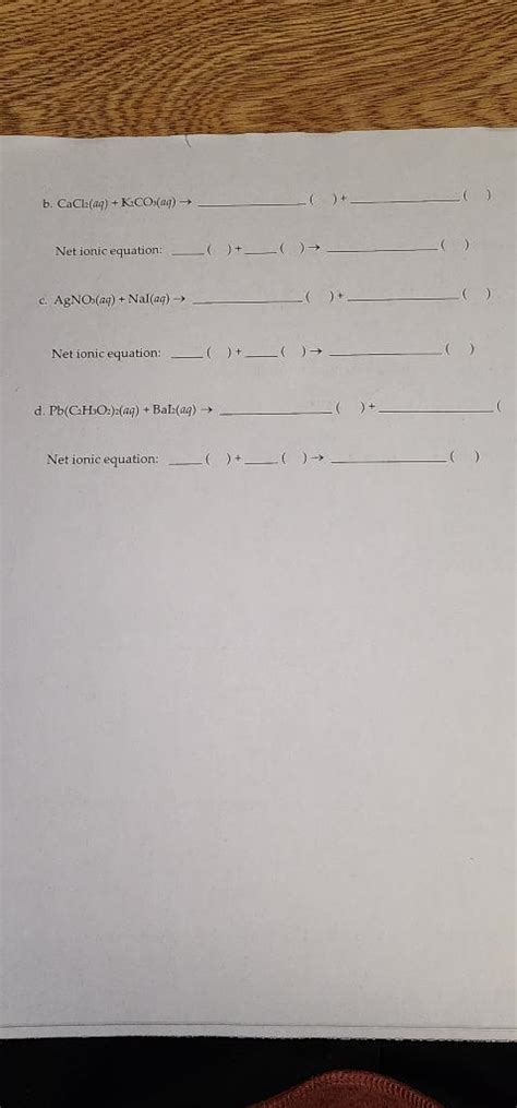 Solved B Cacl2 Aq K2co3 Aq → 1 Net Ionic Equation