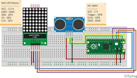 Raspberry Pi Pico Ultraschall Abstandssensor MAX7219 Technik Blog