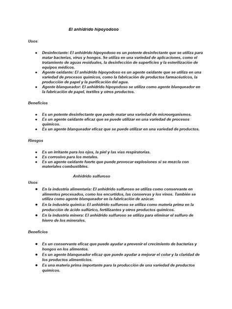 Los Anhídridos Pdf Dióxido De Azufre Industria Química