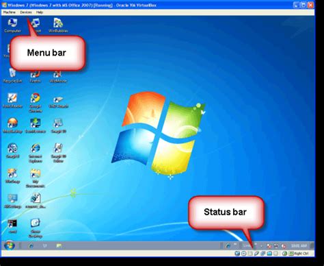 Ocultar la barra de menú y la barra de estado en Virtualbox
