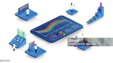 人們研究圖形和圖表中的動態過程3d 等距資訊圖esp 10向量圖形及更多互聯網圖片 互聯網 人 企業 Istock