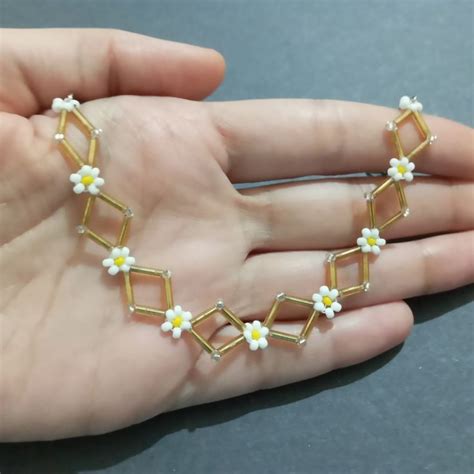 Daisy Chain Bugle Beads Braceletvery Simple And Elegant Bugle Beads