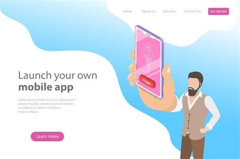 Premium Vector | Flat isometric vector landing page template for mobile ...