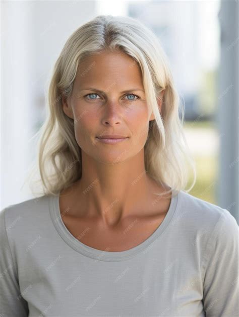 Portrait Photo Of German Middle Age Adult Female Straight Premium Ai