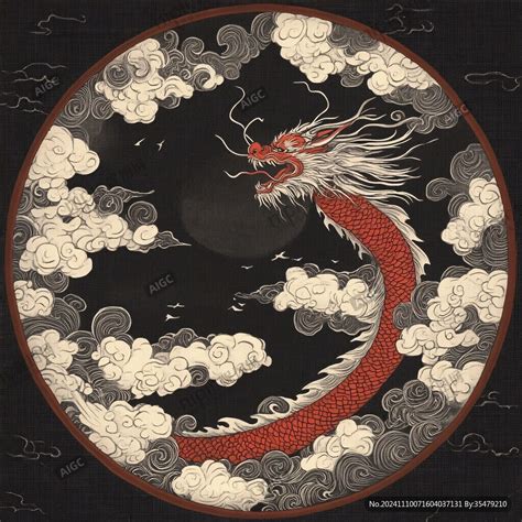 Ai创作图圆形卡通龙白龙青龙 双龙戏珠插画 传统龙插画 金二龙戏珠插画 龙凤吉祥插画设计 圆形龙年图案 中式龙抬头 龙凤呈祥插画 龙纹插画 龙