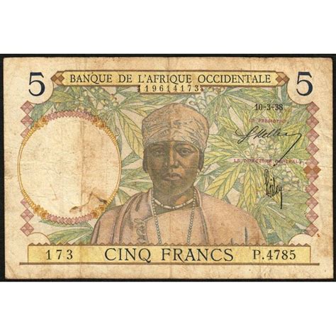 Aof Pick 21b3 5 Francs Série P4785 10031938 Etat B