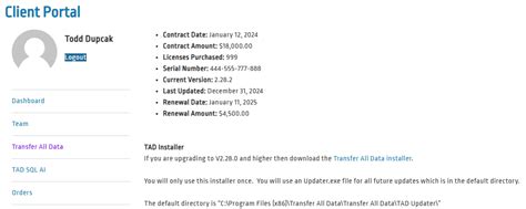 Installation Prerequisites Tad Transfer All Data