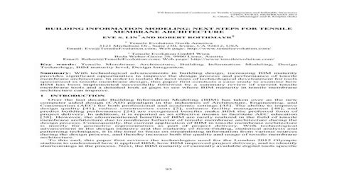 Pdf Building Information Modeling Next Steps For … Key Words Tensile Membrane Architecture