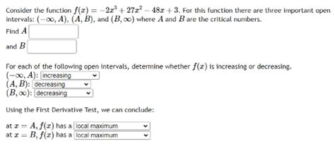 Solved Consider The Function F X 2x3 27x2 48x 3 ﻿for This