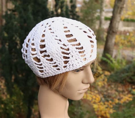Small Beret Hat White Crochet Summer Hat For Women Or Girl Made From