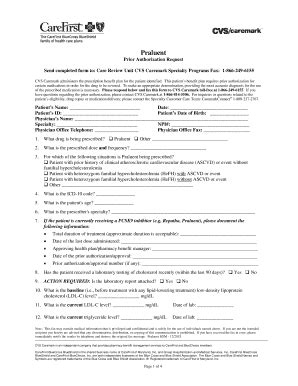Fillable Online Prior Authorization Form Praluent Prior Authorization